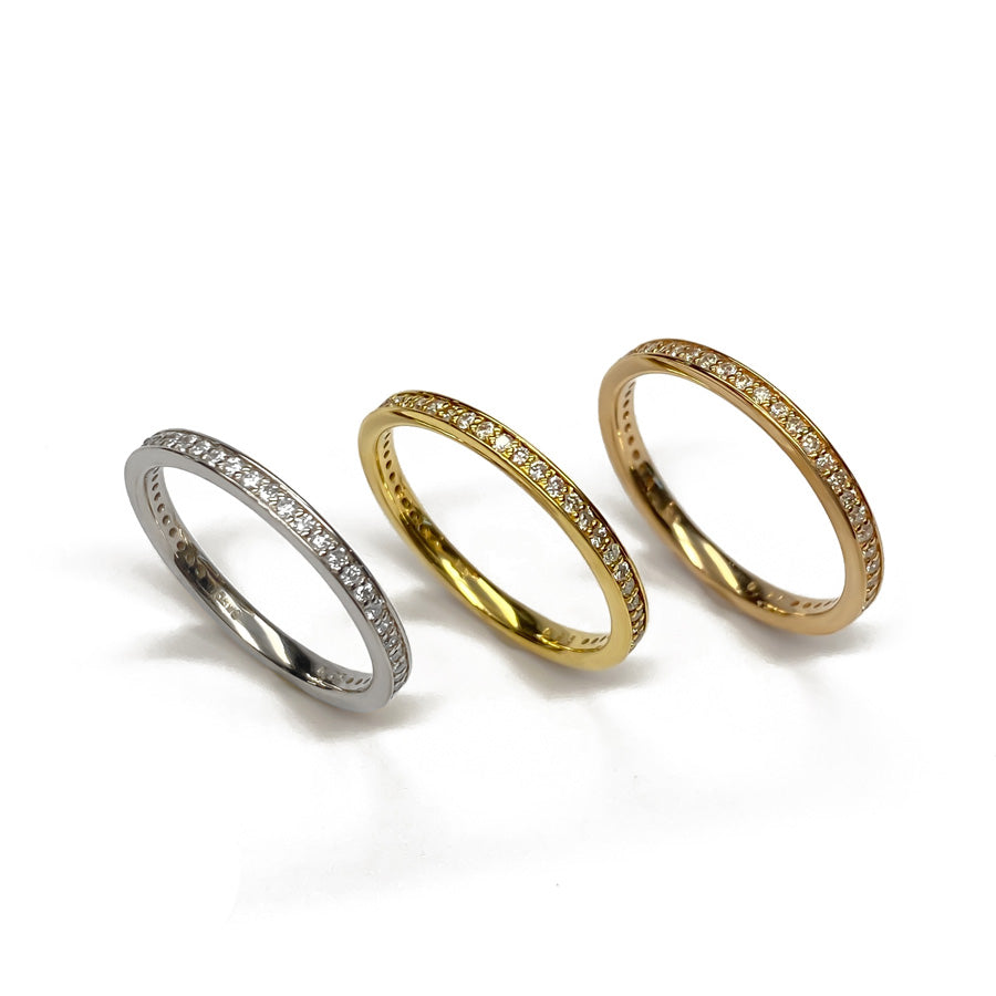 K18 ダイアモンドエタニティ リング 2mm幅｜PCR9010･9011･9012