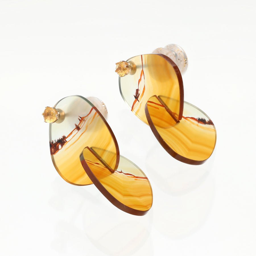 K10 メノウ組子×シトリン ピアス｜GD3088CT